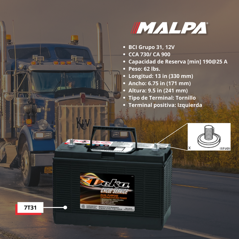 Bateria Deka 12 Volt Equipo Pesado - Servicio Comercial Doble Proposit